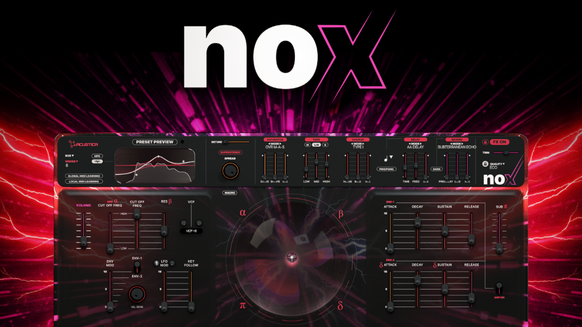 Acustica Audio publie le synthé virtuel Nox - Audiofanzine