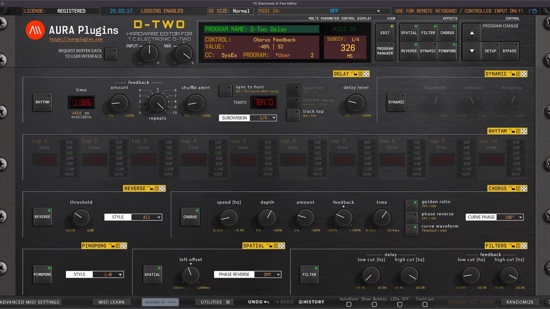 Aura Plugins a sorti le TC Electronic D-Two Editor and Librarian - Audiofanzine