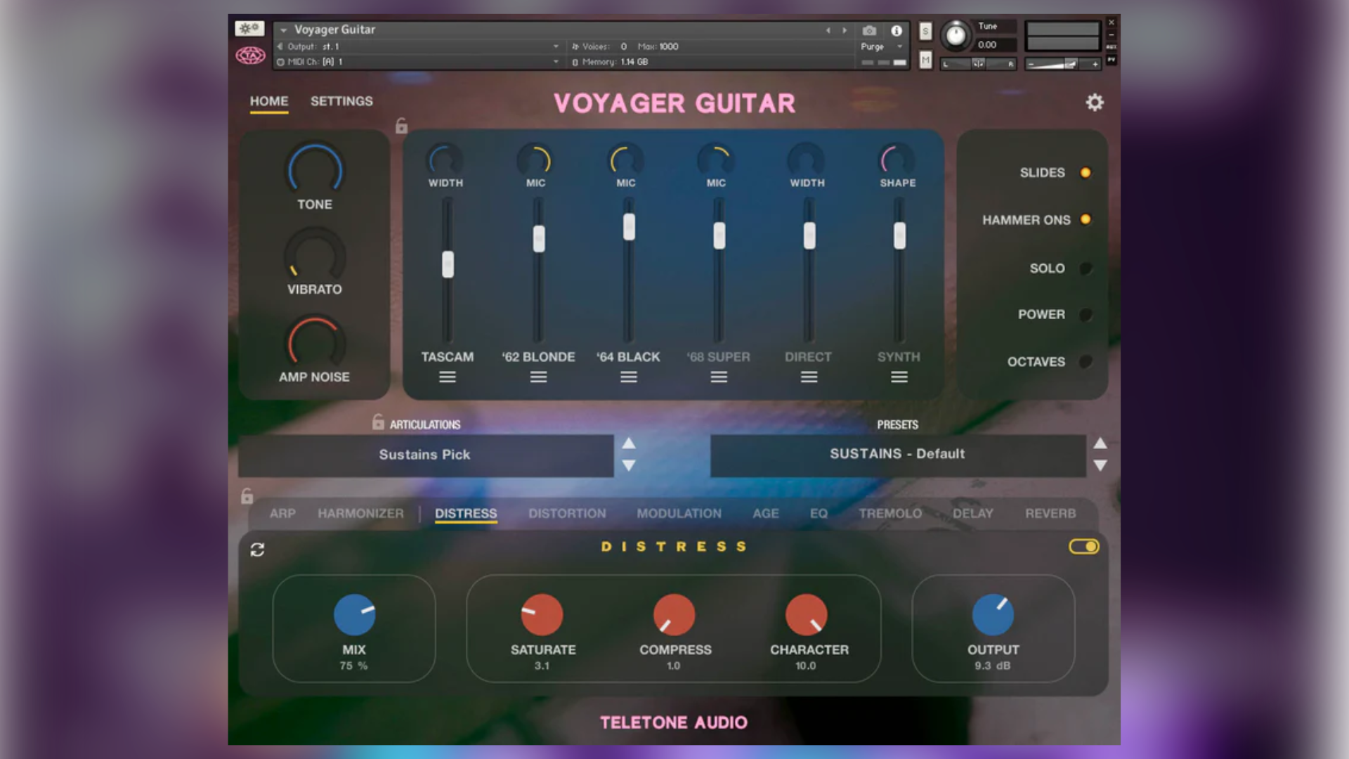 Teletone Audio dévoile Voyager Guitar - Audiofanzine
