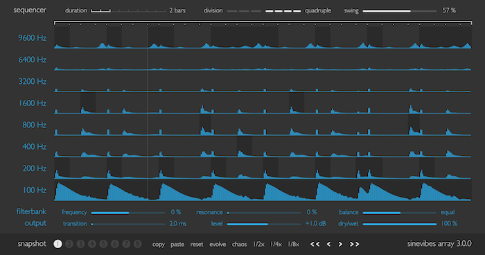 Sinevibes Array mis à jour à la version 3.0, séquenceur de filtres rythmique - Audiofanzine